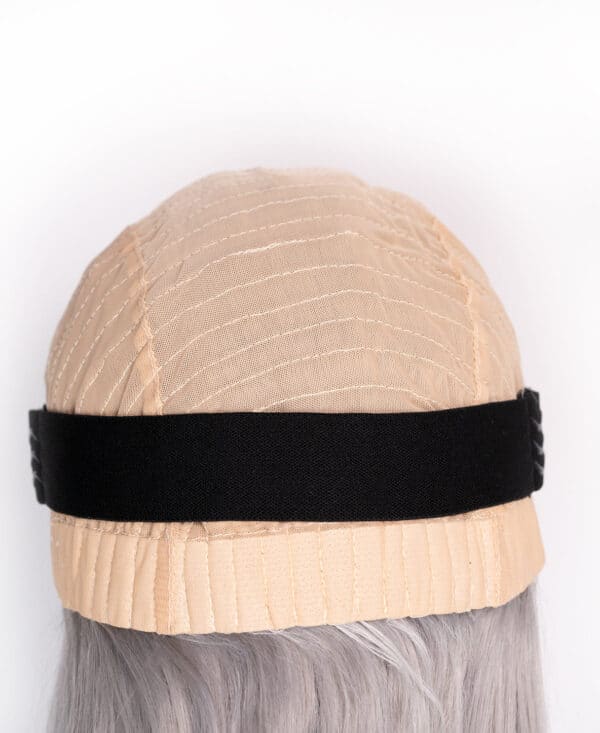 put on & go pre-cut lace human wig - 10" silver grey.