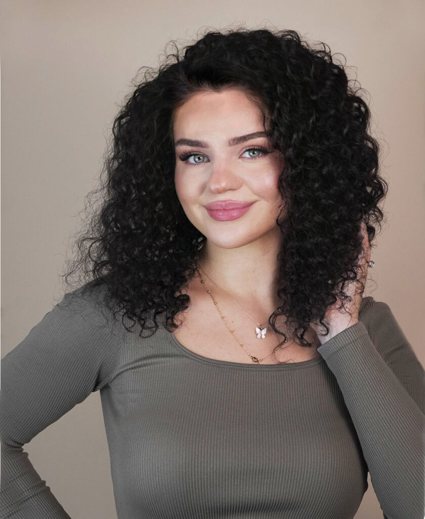 front lace human wig - 14" 3A curly natural black.