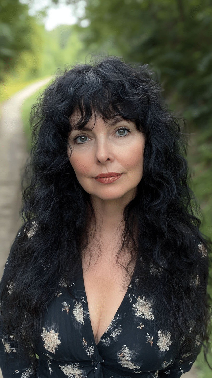 30 Flattering Curly Hairstyles with Bangs for Women Over 40