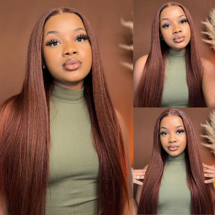 Chestnut Brown Color Wig 13x6 HD Lace Front Wig Pre-plucked Straight #4 ...