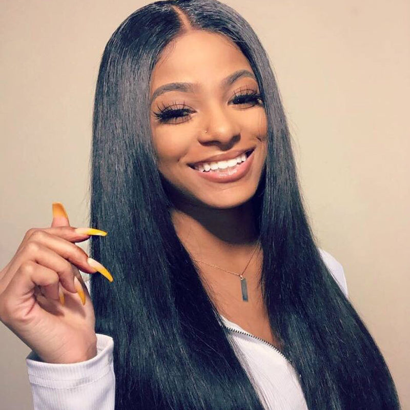 Straight Hair 3 Bundles with 13*4 Transparent Ear to Ear Frontal ...